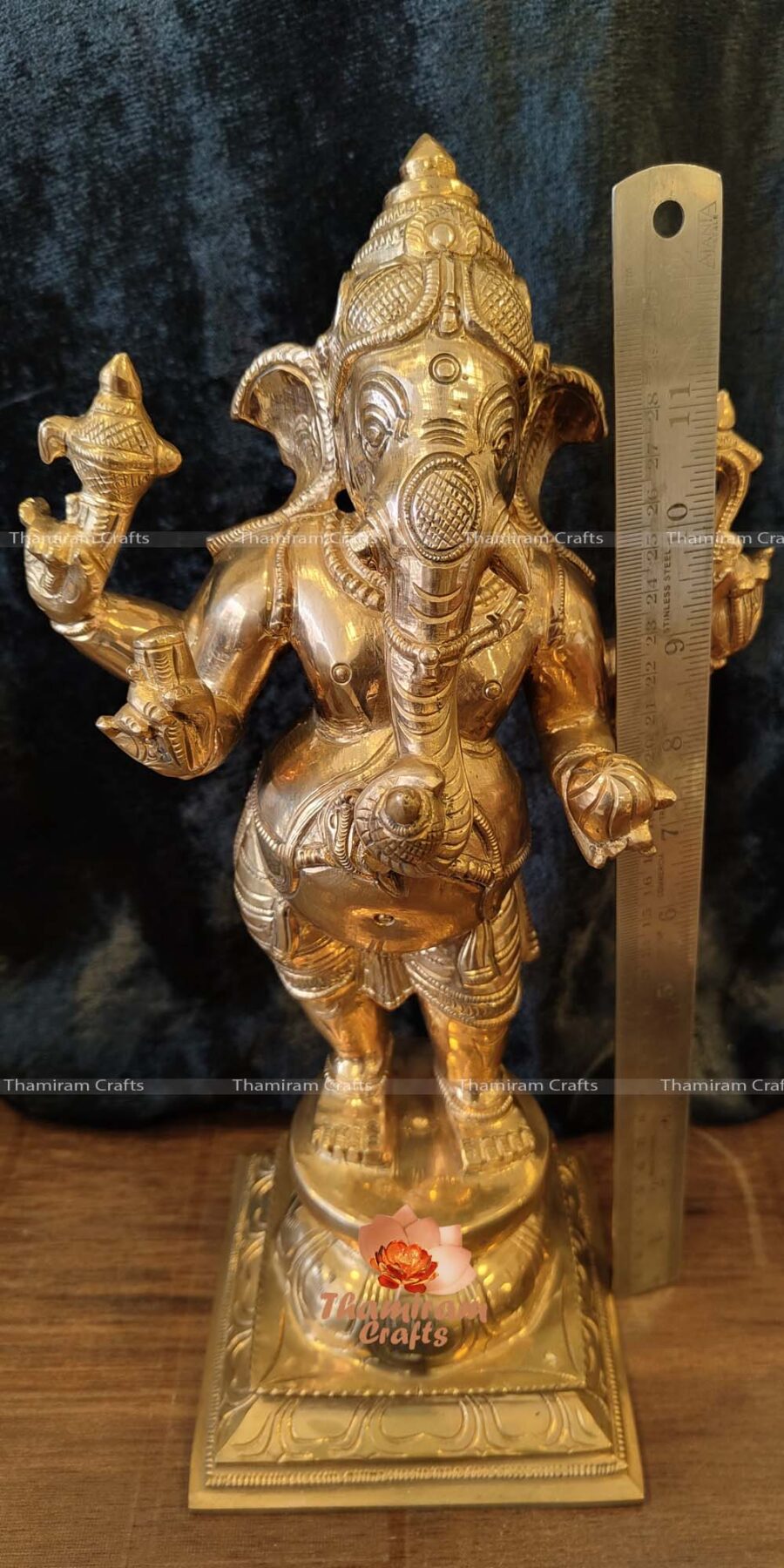 Majestic Panchaloha Standing Ganesha 12 inches - thamiramcrafts.com